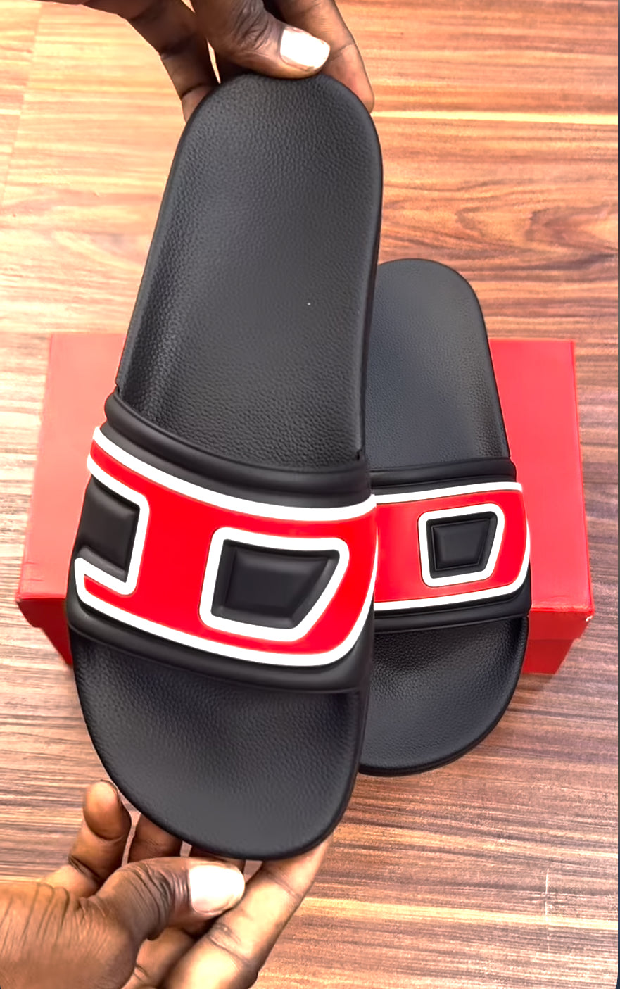 DIESEL SLIDERS IN BLACK AND RED – Zedekenterprise